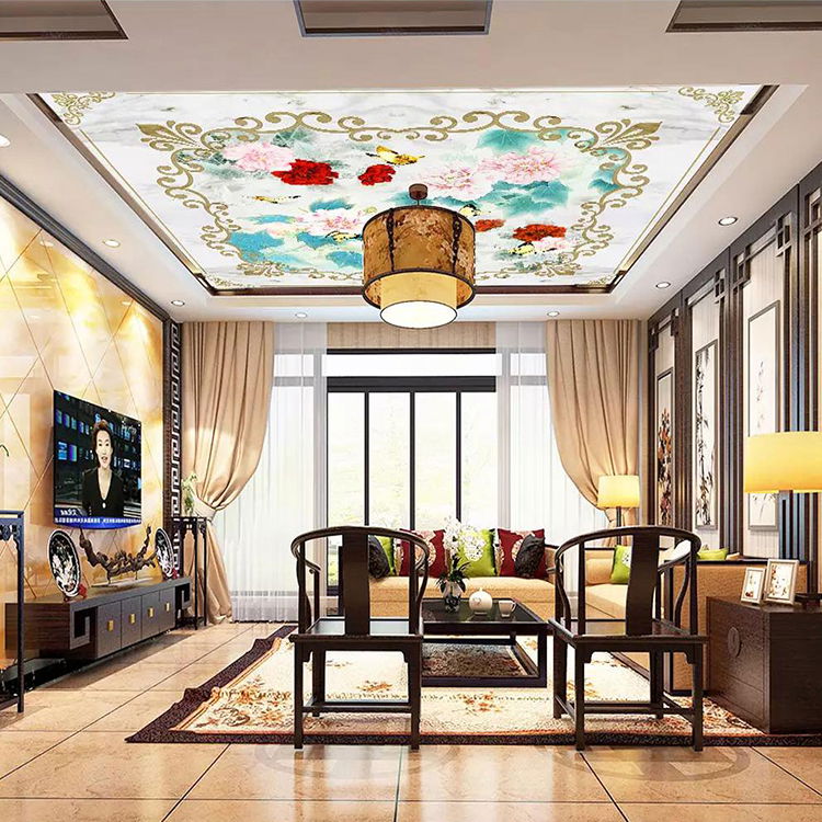 plastic pvc garage ceiling panel flowers print pvc pop ceiling design ...