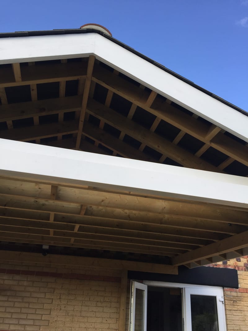 Pavillion construction with fiber cement slates & dry ridge conversion ...