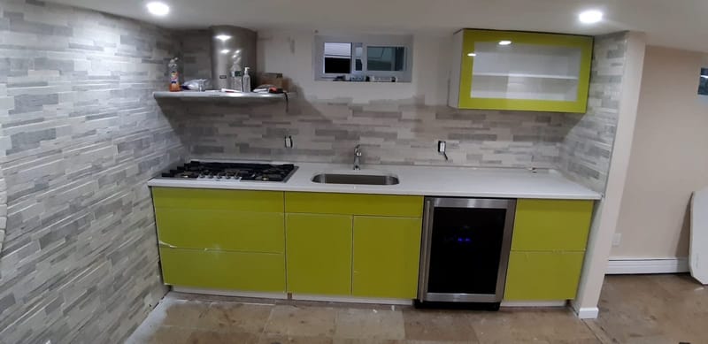 Acrylic Gloss Apple Green Kitchen Cabinets - Elect Kitchen & bath