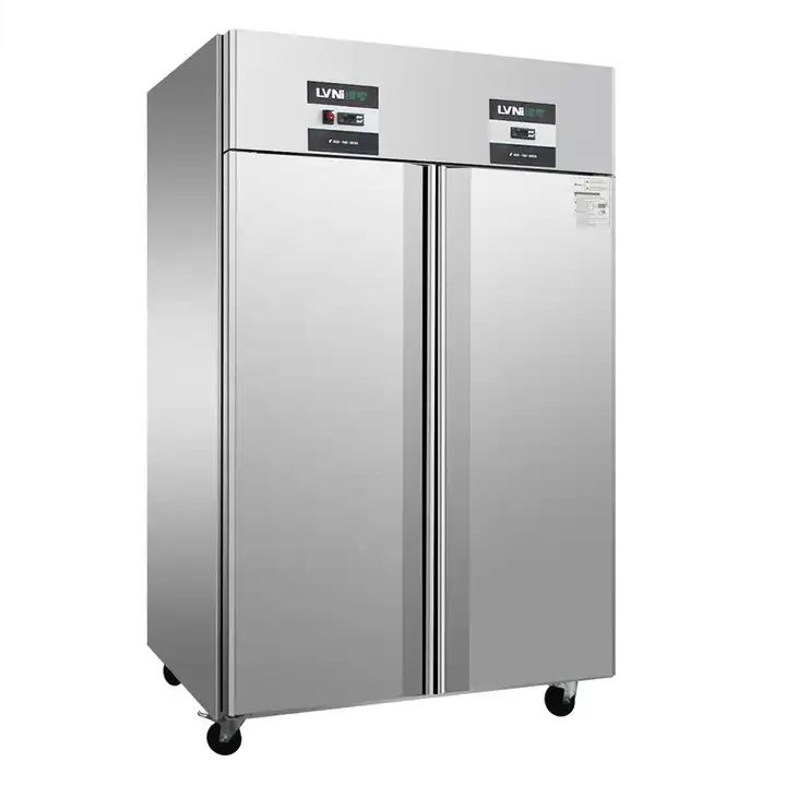 Two big doors dual temp upright refrigerator freezer - Hunan LVNi ...