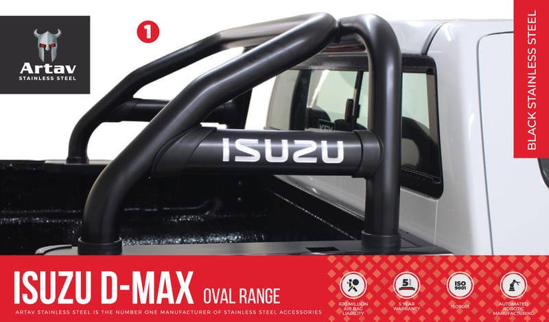 Isuzu X-rider Stainless Steel Roll Bar Black - TOWRITE