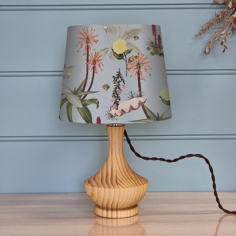 Field Day Lampshade - Dusky Blue with Flowers - Livs Lamps - Custom ...
