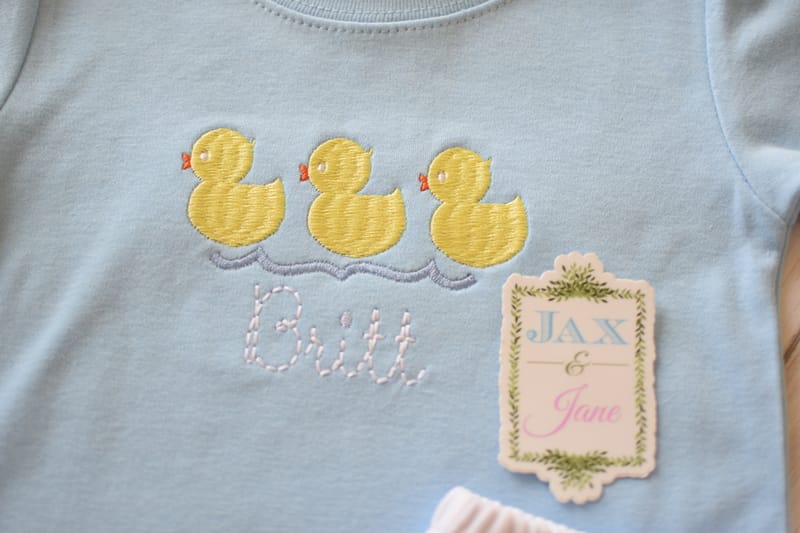 3 in a Row Filled Mini Duck Embroidery Design, Filled Mini Duck Design