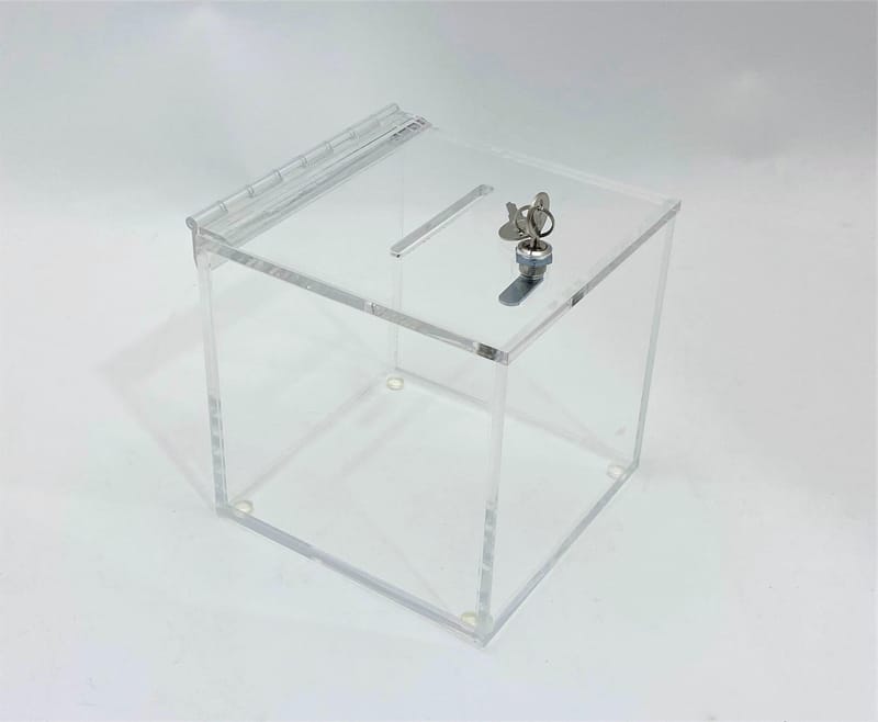 Clear Acrylic Cam Lock Ballot Boxes - MuseumBoxes