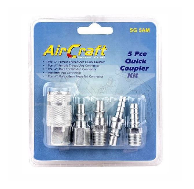 Air Quick Coupler Set 5Pce Aro Type - QUALITY PAINTS