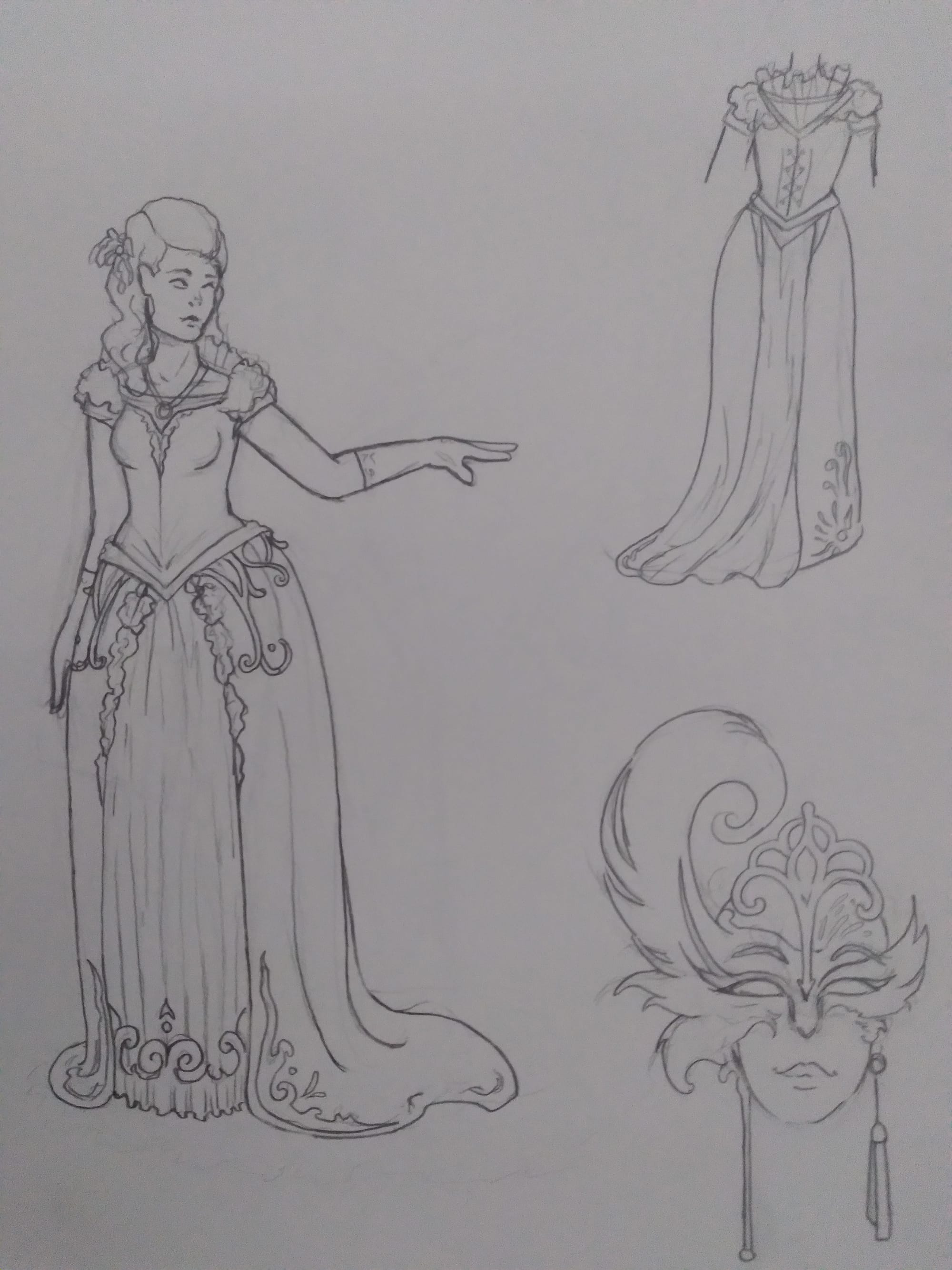 Phantom of the Opera - Color Pencil and Gold Leaf. Classwork UNL 2022 - CrimsonCostumes