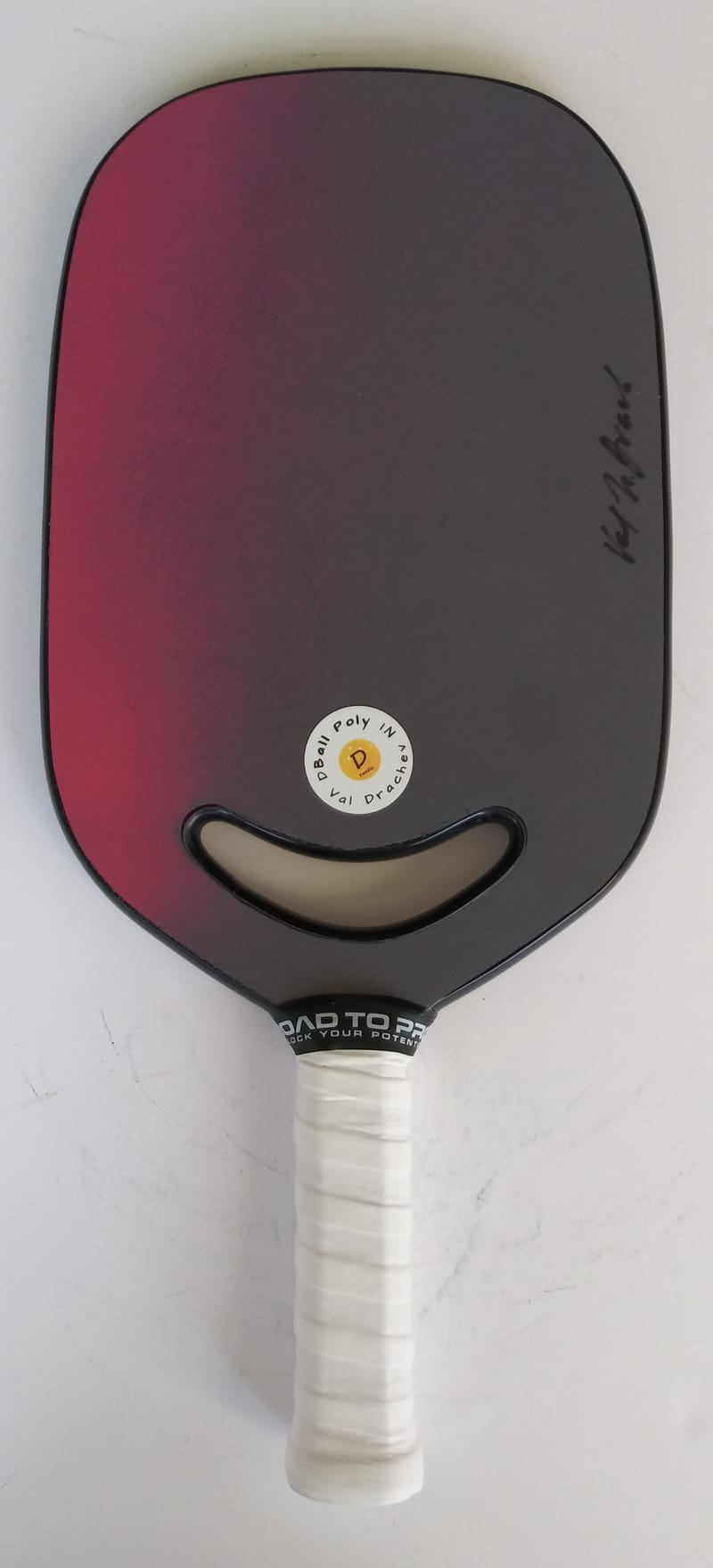 DBall Poly IN Pickleball Paddle. Grey/Pink/ with cutout - DBall Paddles