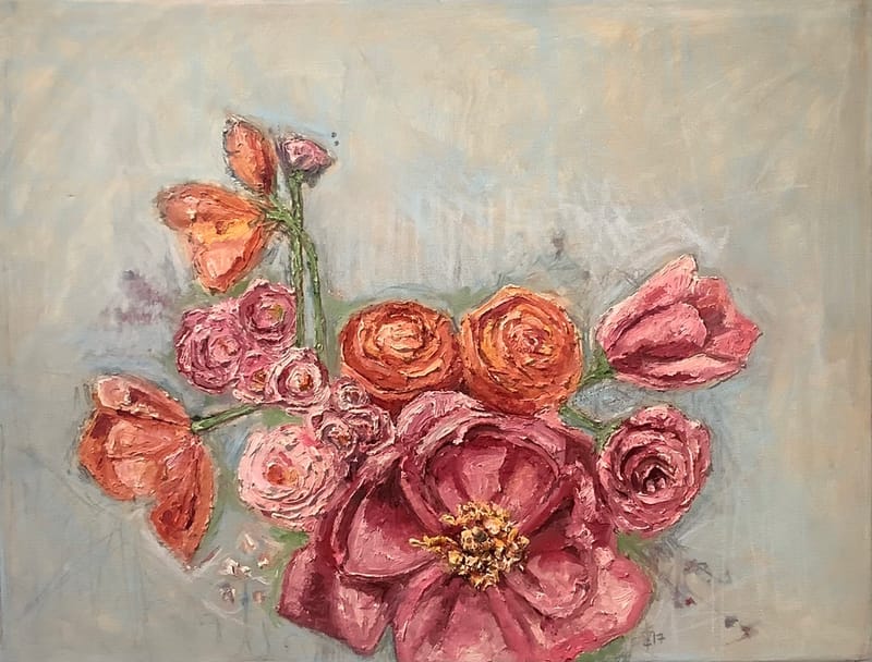 "Orange and Pink Flowers" - GALLERY 1608