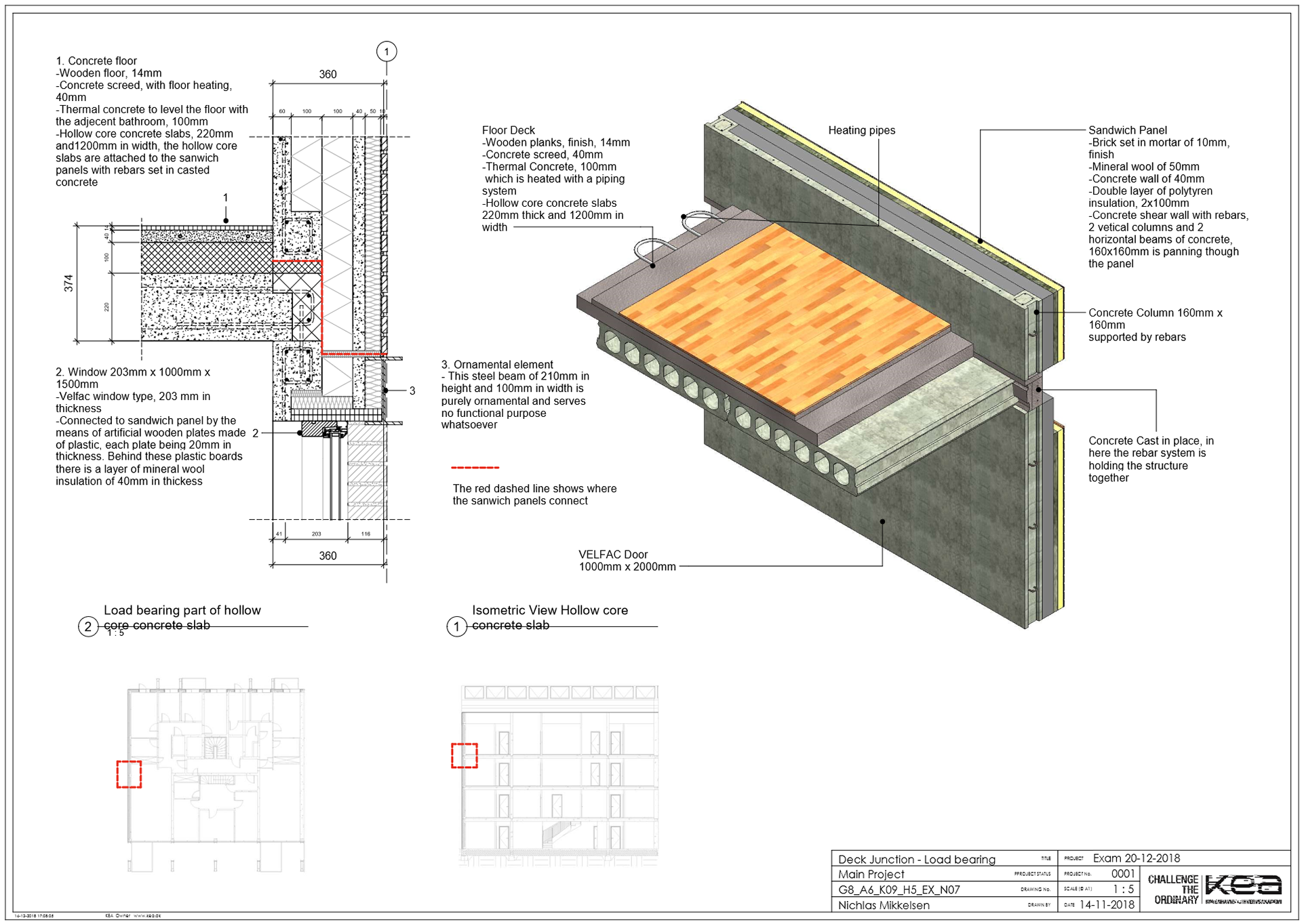 Key Junction - Hollow Core Slab to Sandwich Panel - Load Bearing - My work