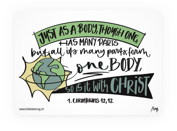 1. Corinthians 12, 12 - biblelettering.ch