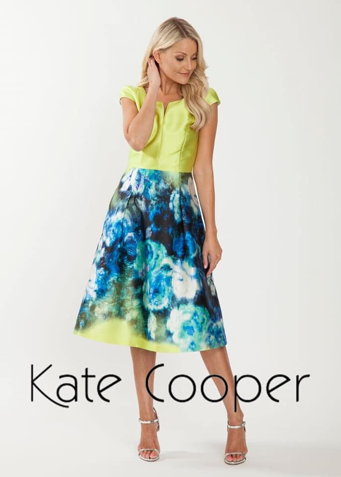 Kate Cooper Lime Green/ Blue Dress - Susie Marrocco Ladies Fashion