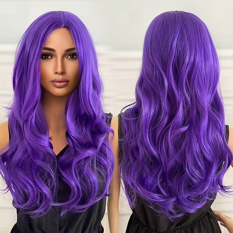 Long Wavy Violet Purple Wig - alternative2fetish.co.uk