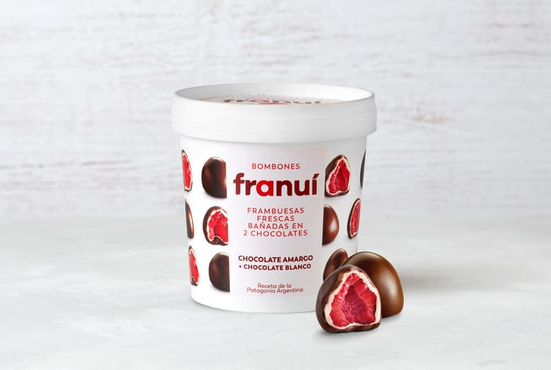 Franui - Frambuesas bañadas en chocolate con leche - Manjares en Casa