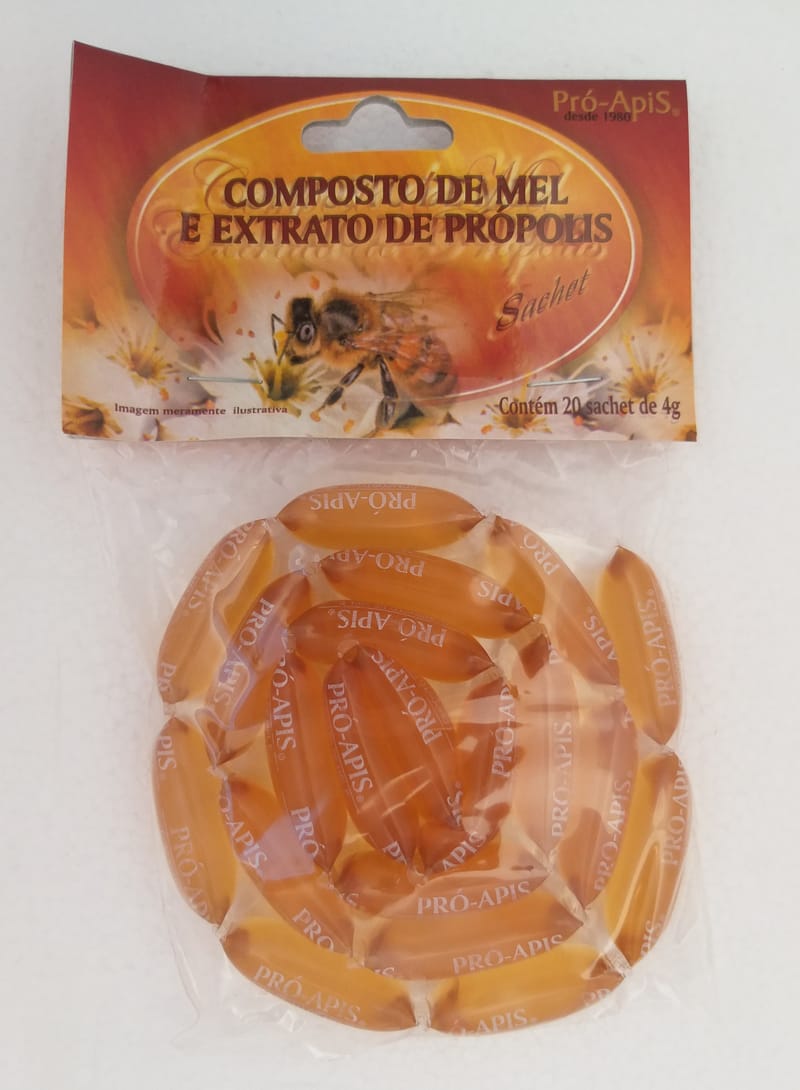 sachet de Mel com Própolis e Agrião - 20und - 80g - Loja do Mel