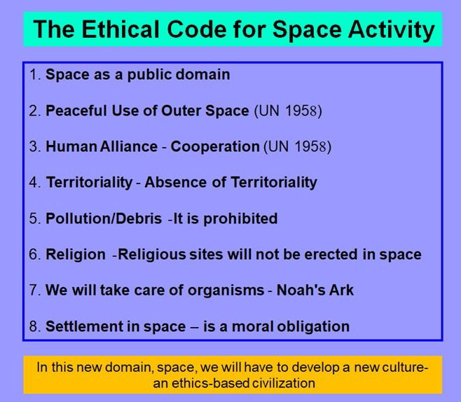 The eight ethics of space activity - As a single document - ETHICAL ...