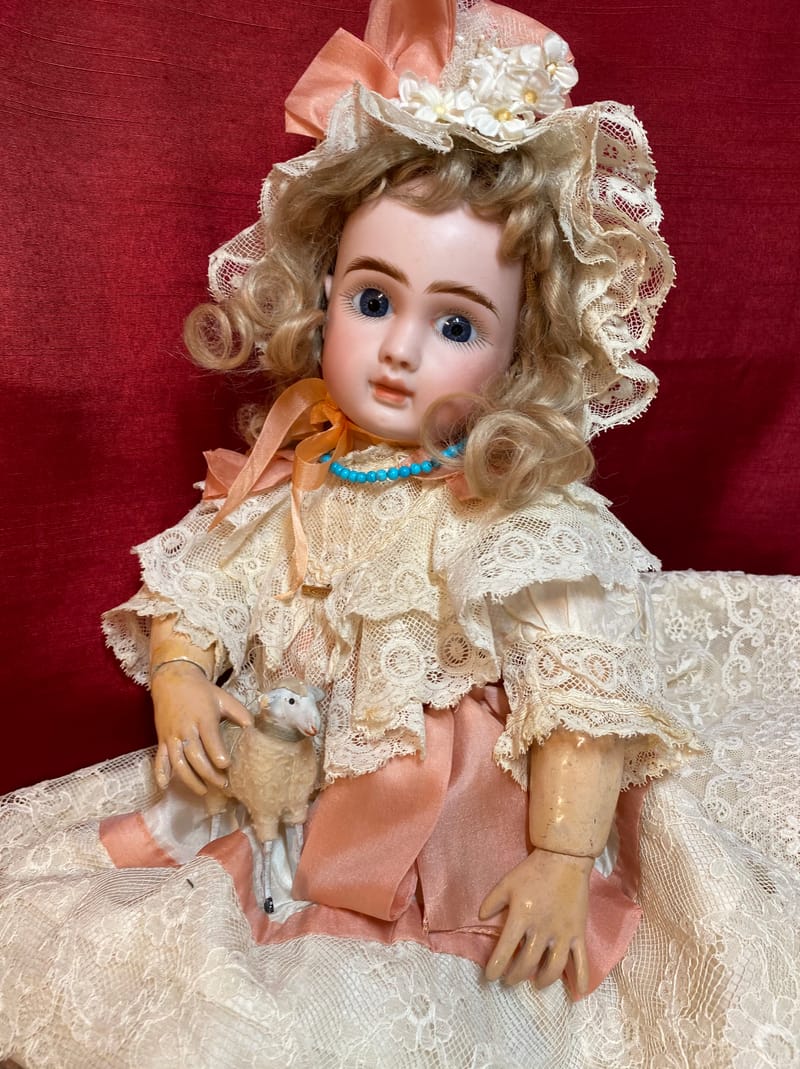 17" Cabinet Size Very Sweet Antique French Doll Jules Steiner Sleeping ...