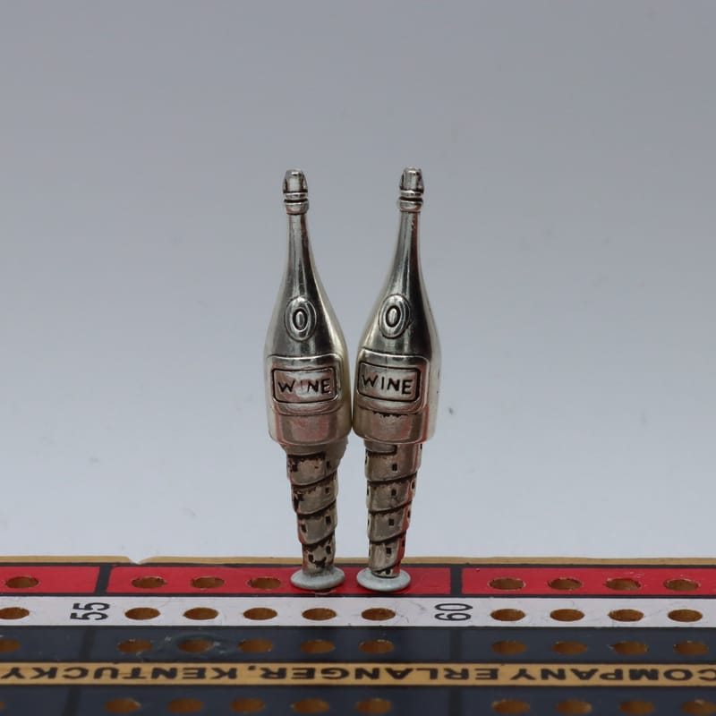 Silver Wine Bottle Cribbage Pegs - KRAZY KUSTOM CRIBBAGE PEGS (Since 2016)