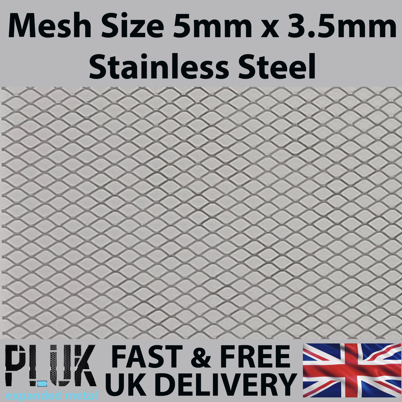 A4 Sheet of Expanded Stainless Steel Mesh Size: 5 x 3.5 x 0.6