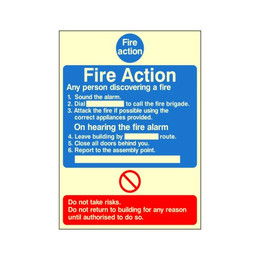 Photoluminescent Fire Action Sign D - Rigid Plastic(150 x 200mm) - 05 ...