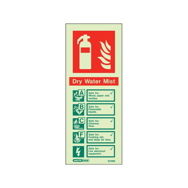 Photoluminescent Dry Water Mist Extinguisher Sign - 05 FIRE & SECURITY LTD