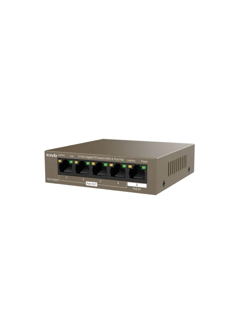 Tenda Teg1105pd 5 Port Gigabit Poe Powered Ethernet Switch With 4 Port