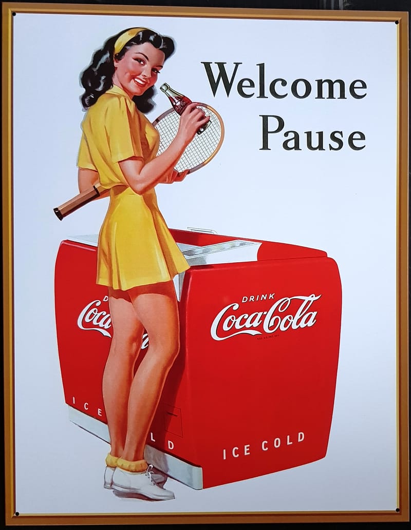 COCA COLA WELCOME PAUSE 30x40cm LARGE METAL SIGN - RETRO GIFTS RETAIL