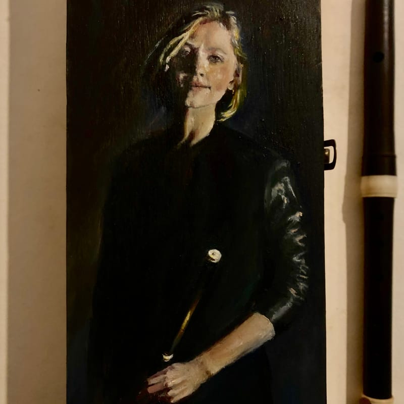 Baroque flute case with oil painting - Ariel Louis Flutes