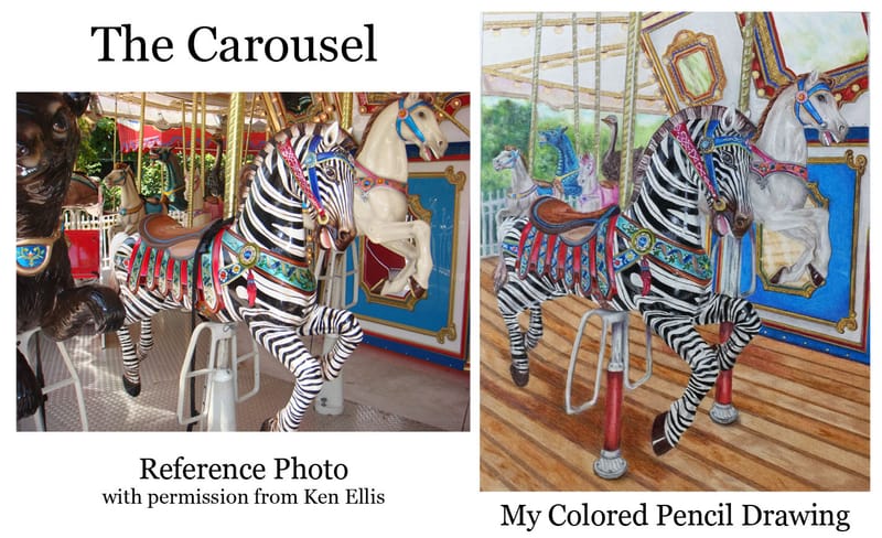 The Carousel - A Colored Pencil Drawing - Michele Young Art