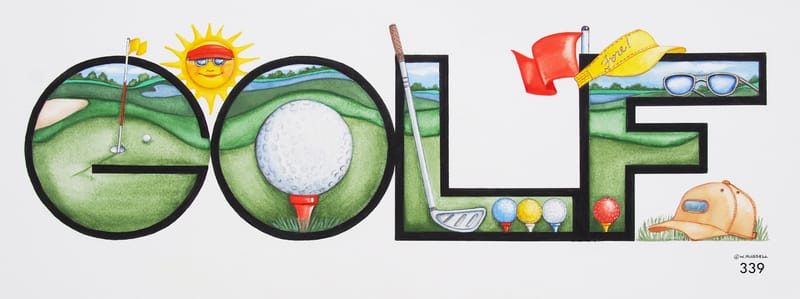 GOLF Decorative Lettering Sign - Wendy Russell Art for Licensing