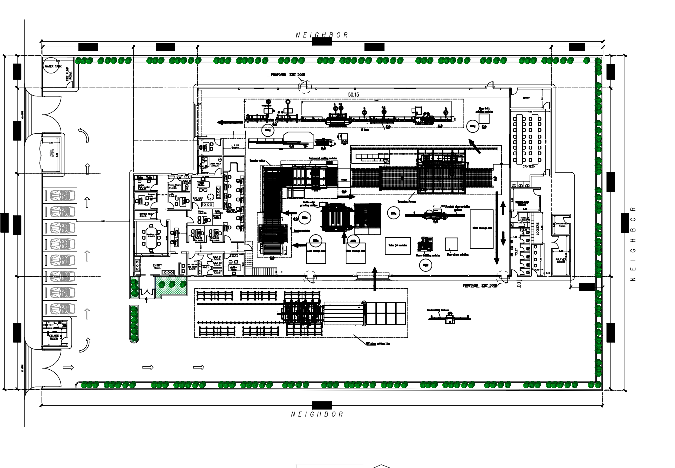 The Planning Layout of the Whole Glass Processing Factory Workshop.