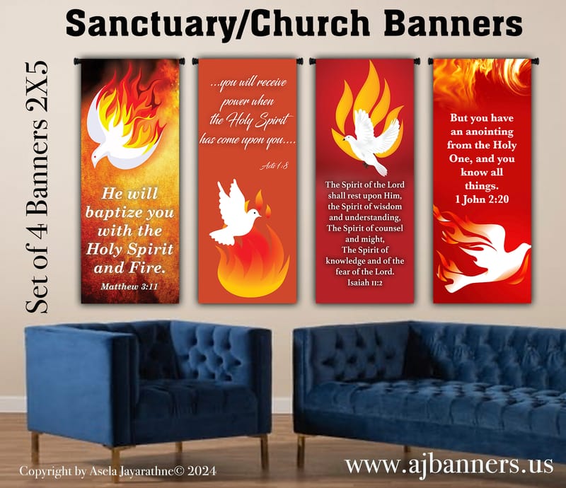 FULL COLOR CHURCH BANNERS - 4 BANNERS - Holy Spirit Banners - aj Banners