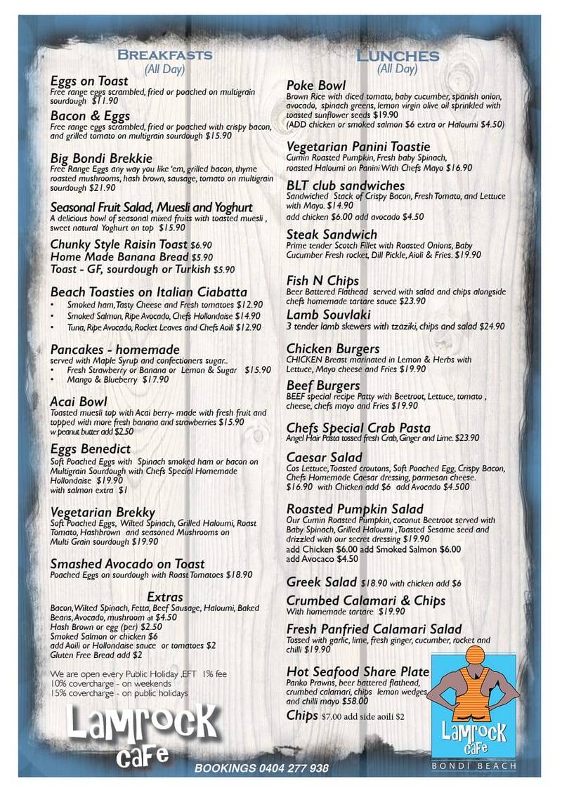 Lamrock Cafe Bondi Beach Cafe Bar Restaurant