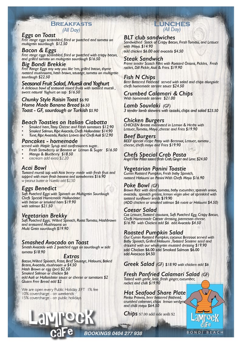 Lamrock Cafe Bondi Beach Cafe Bar Restaurant