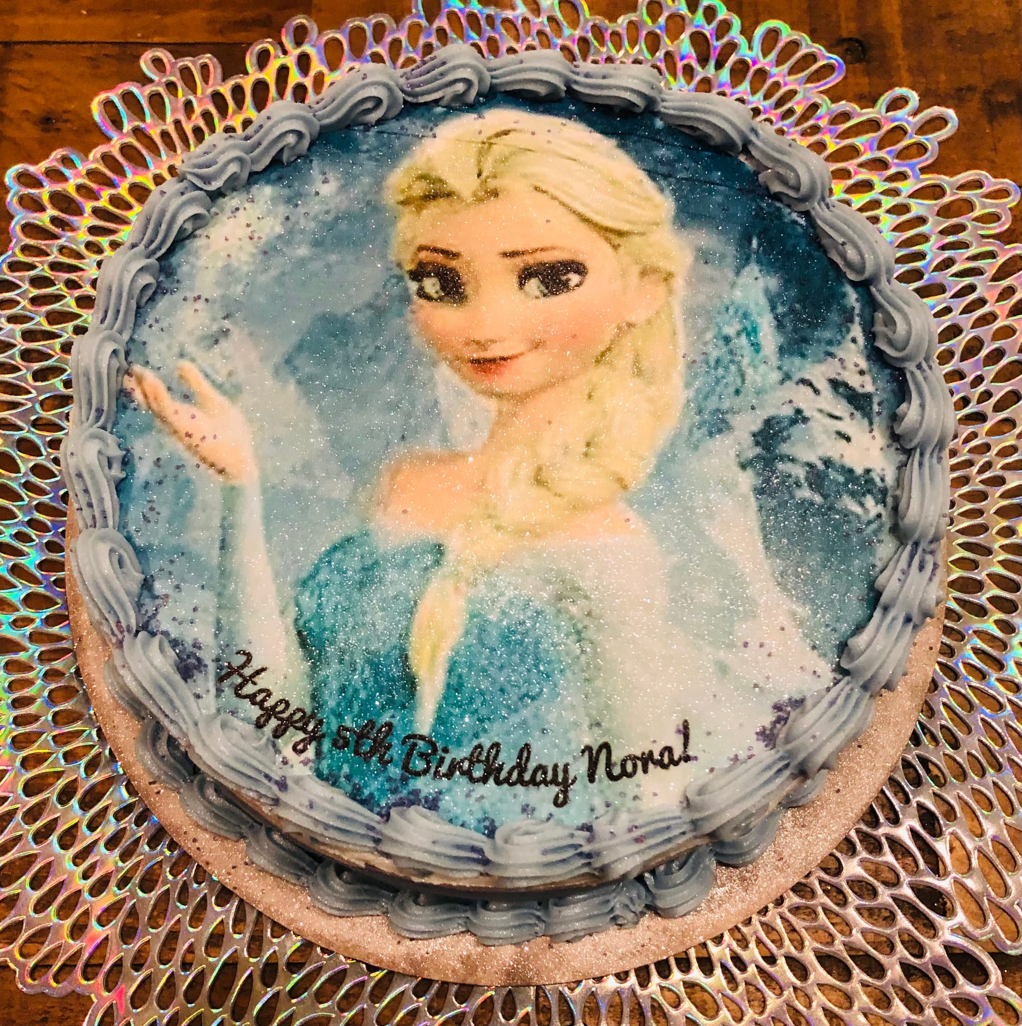 2 Layer Birthday Cake Flavor Frozen Elsa Cake - Cabbit Cakes