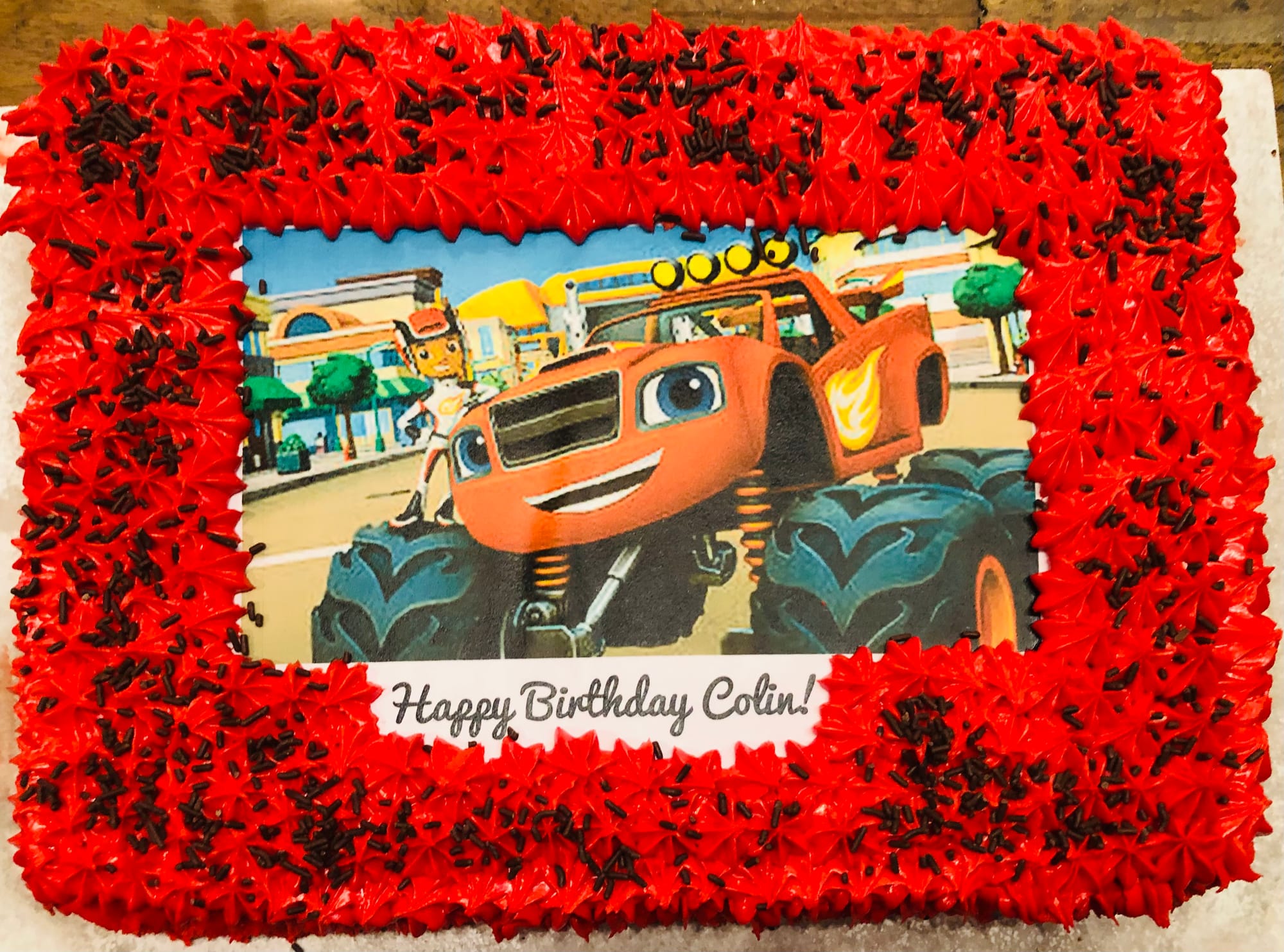 2 Layer Vanilla Blaze and Monster Machines Sheet Cake With Buttercream ...