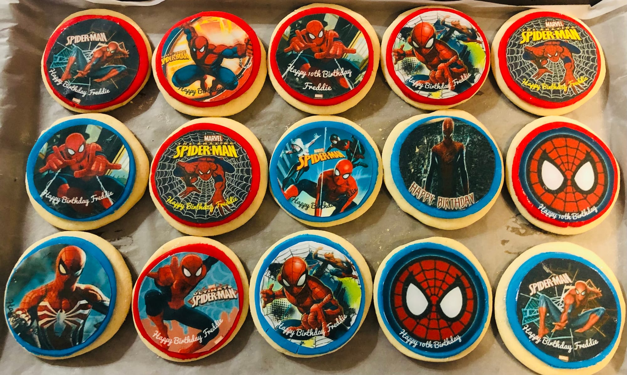 Spider-Man Sugar Cookies with Edible Image - Cabbit Cakes