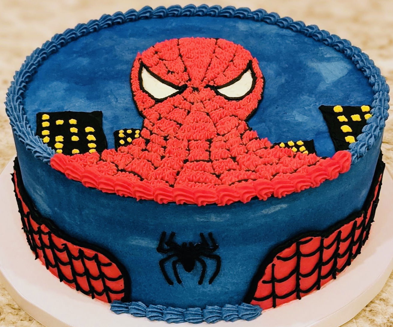 2 Layer Chocolate Spider-Man Cake With Buttercream Frosting - Cabbit Cakes
