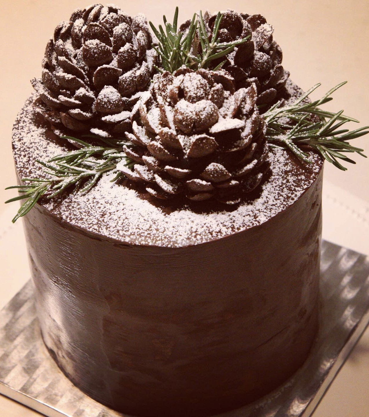 3 Layer Chocolate Pine Cone Cake with Buttercream Frosting - Cabbit Cakes