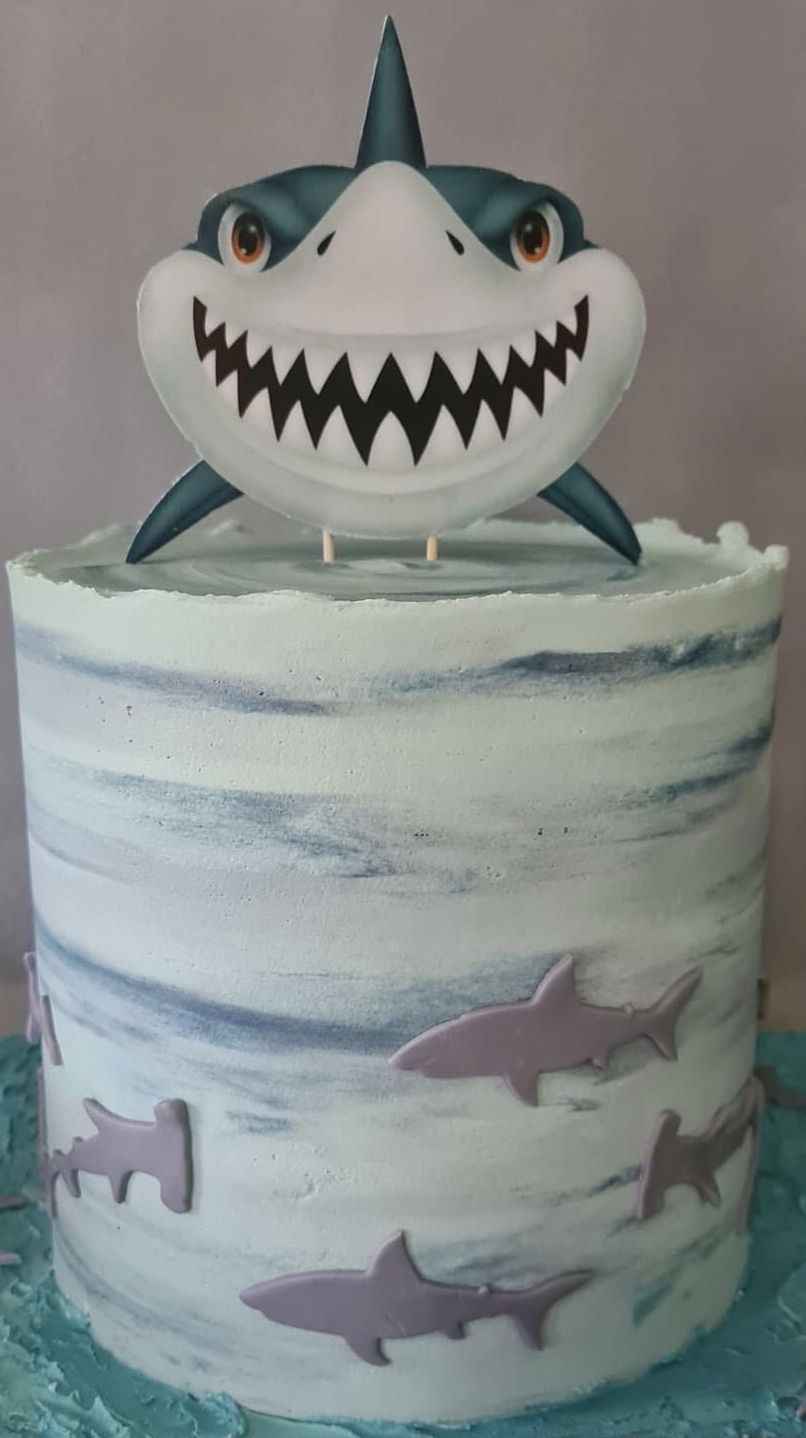 4 Layer Vanilla and Chocolate Shark Cake With Buttercream Frosting and ...