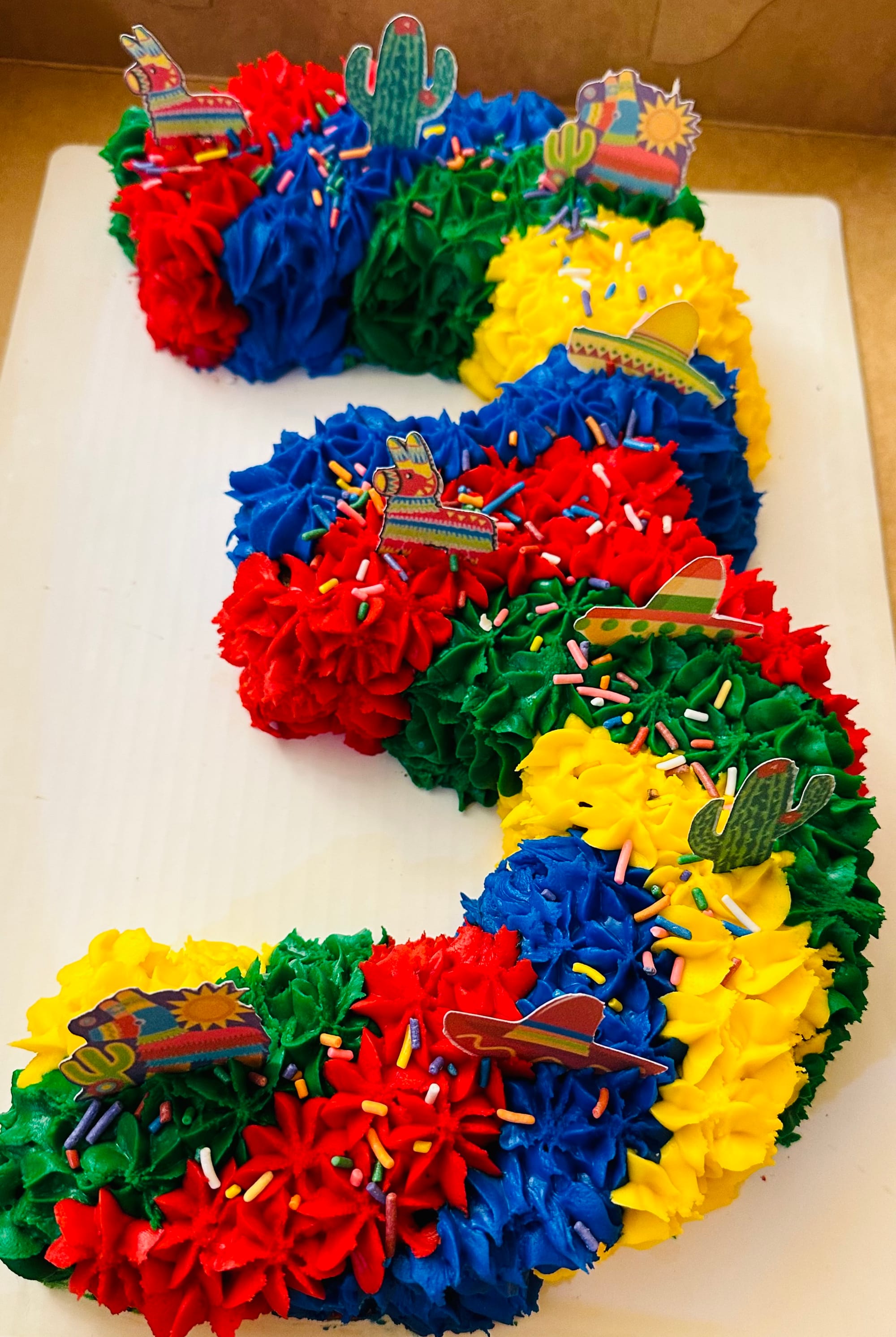 Vanilla Fiesta Theme Sheet Cake with Buttercream Frosting - Cabbit Cakes