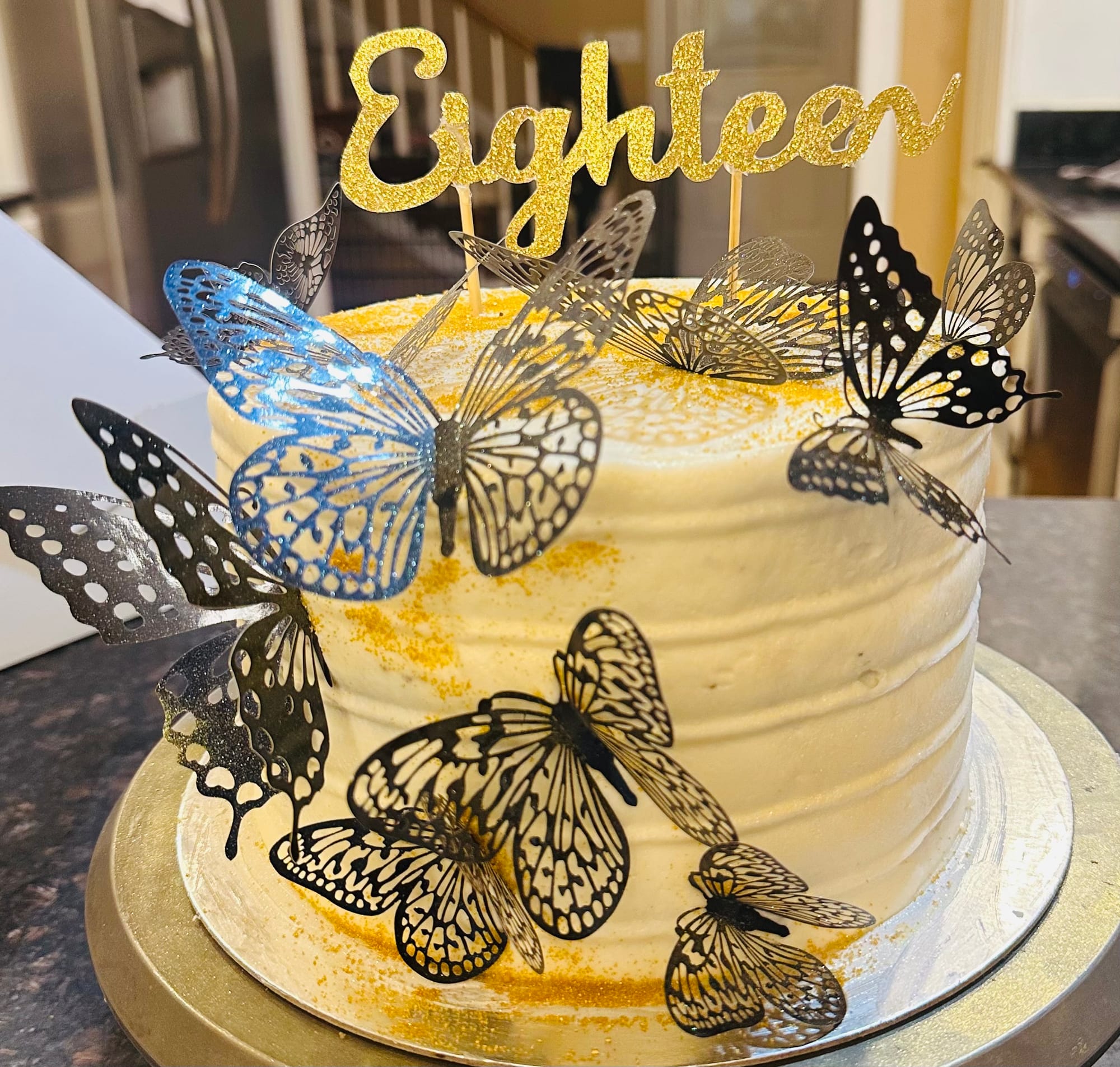 3 Layer Chocolate 18th Birthday Butterfly Cake with Buttercream ...
