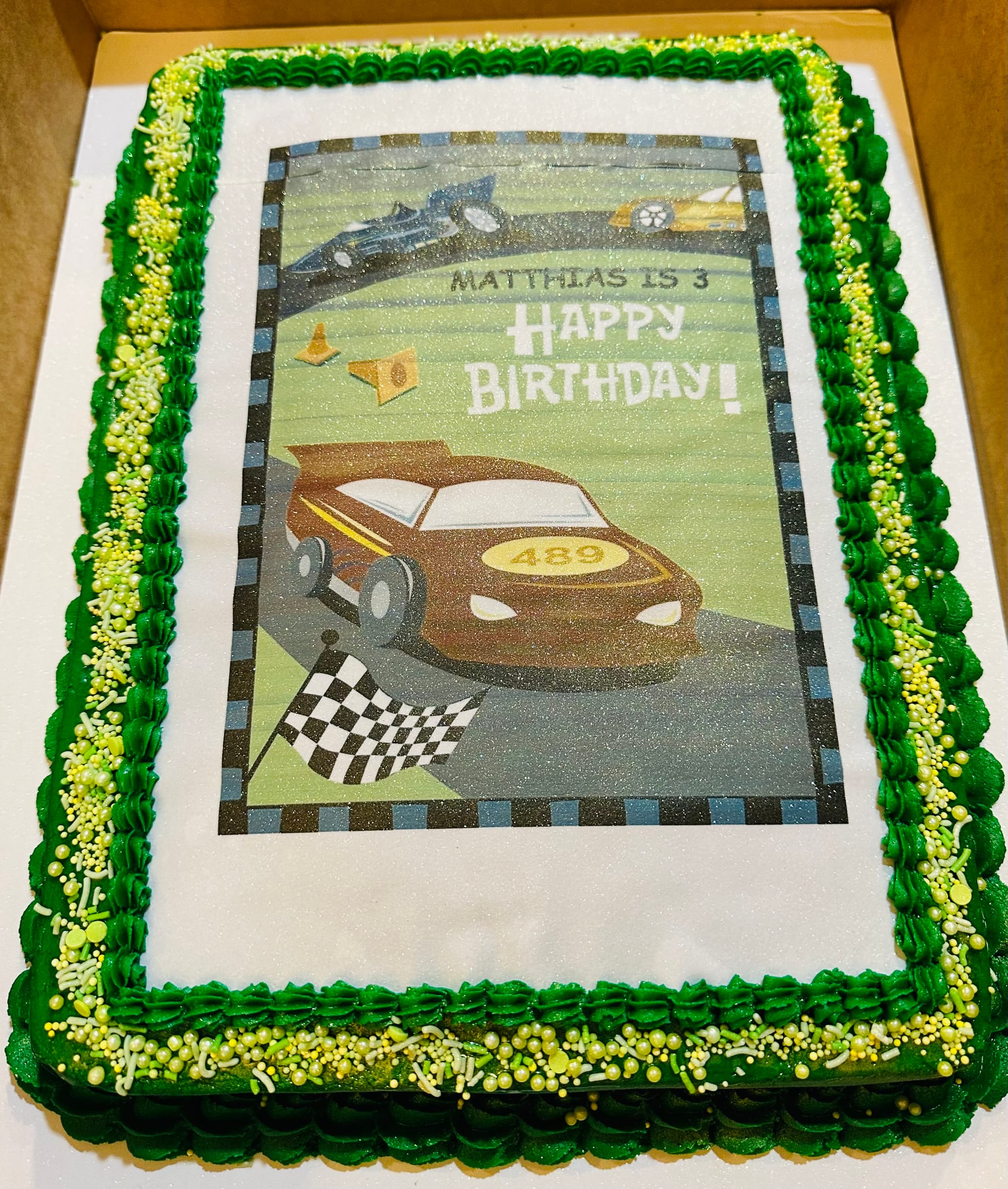 Oreo Race Car Birthday Sheet Cake with Buttercream Frosting and Edible ...