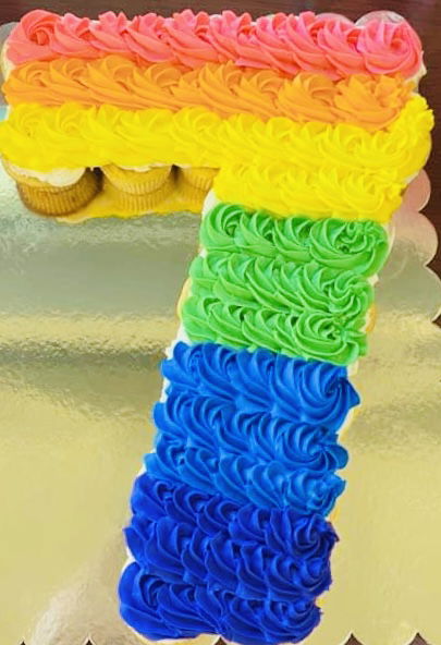 Number 7 Vanilla Rainbow Pull Apart Cupcake Cake with Buttercream ...