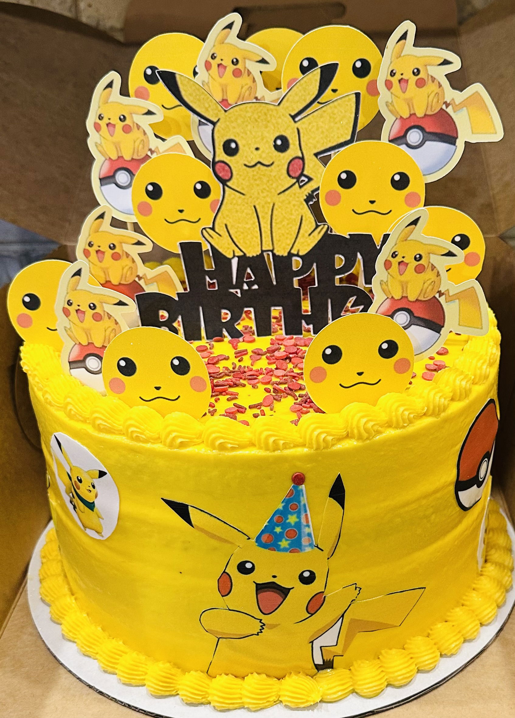 4 Layer Vanilla Pokémon Pikachu Cake with Buttercream Frosting and ...