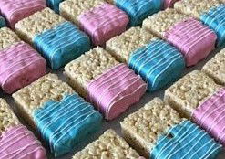 Gender Reveal Rice Krispy Treats - Cabbit Cakes