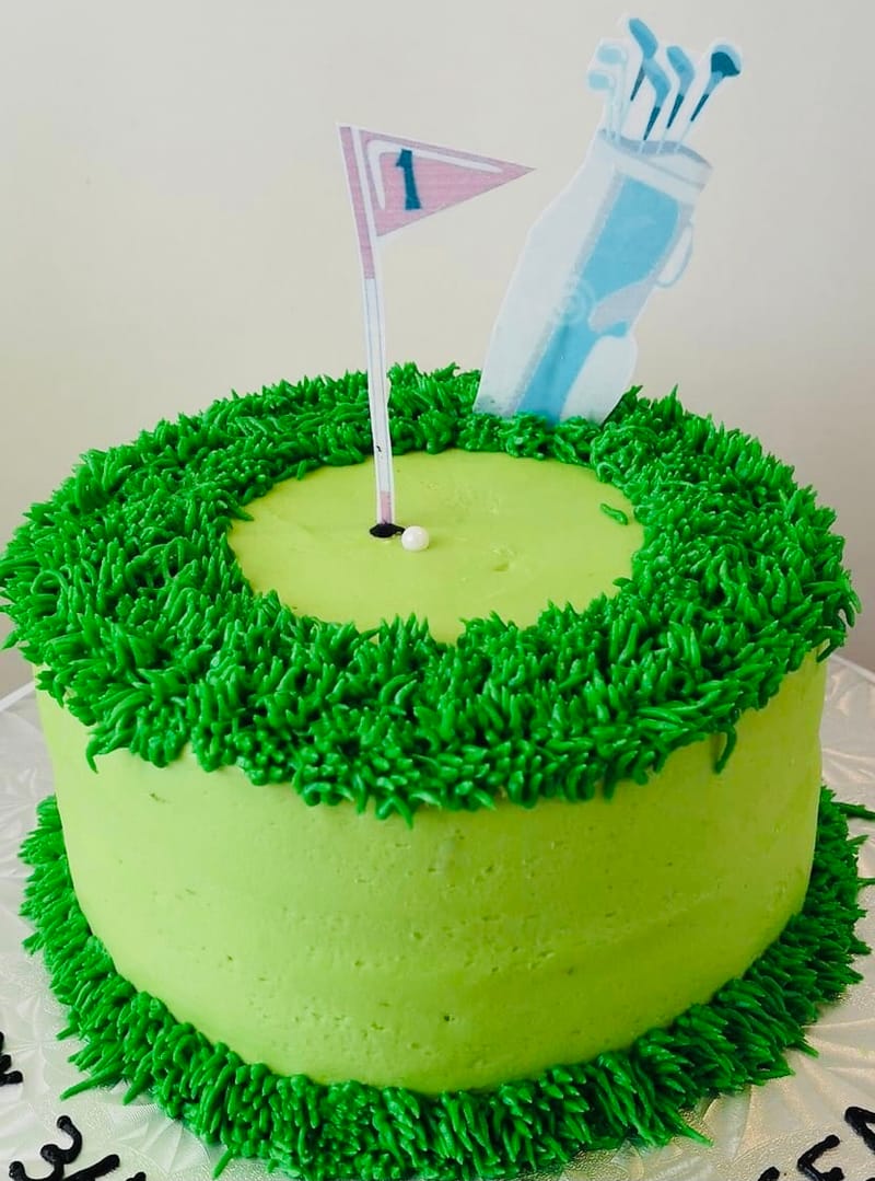 2 Layer Chocolate Golf Theme Birthday Cake With Buttercream Frosting ...