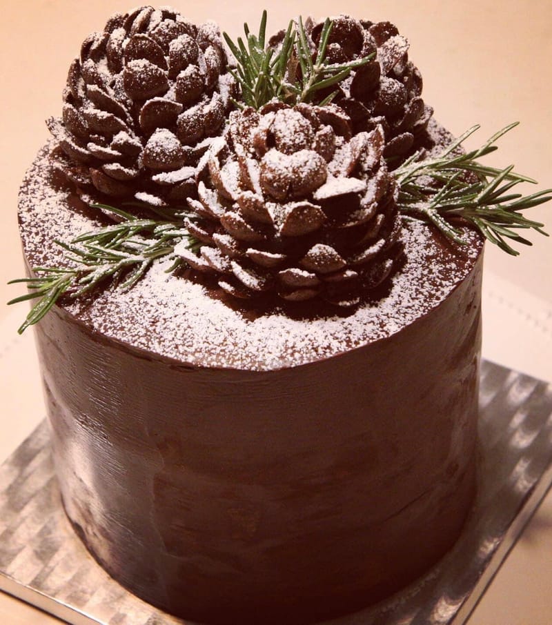 3 Layer Chocolate Pine Cone Cake with Buttercream Frosting - Cabbit Cakes
