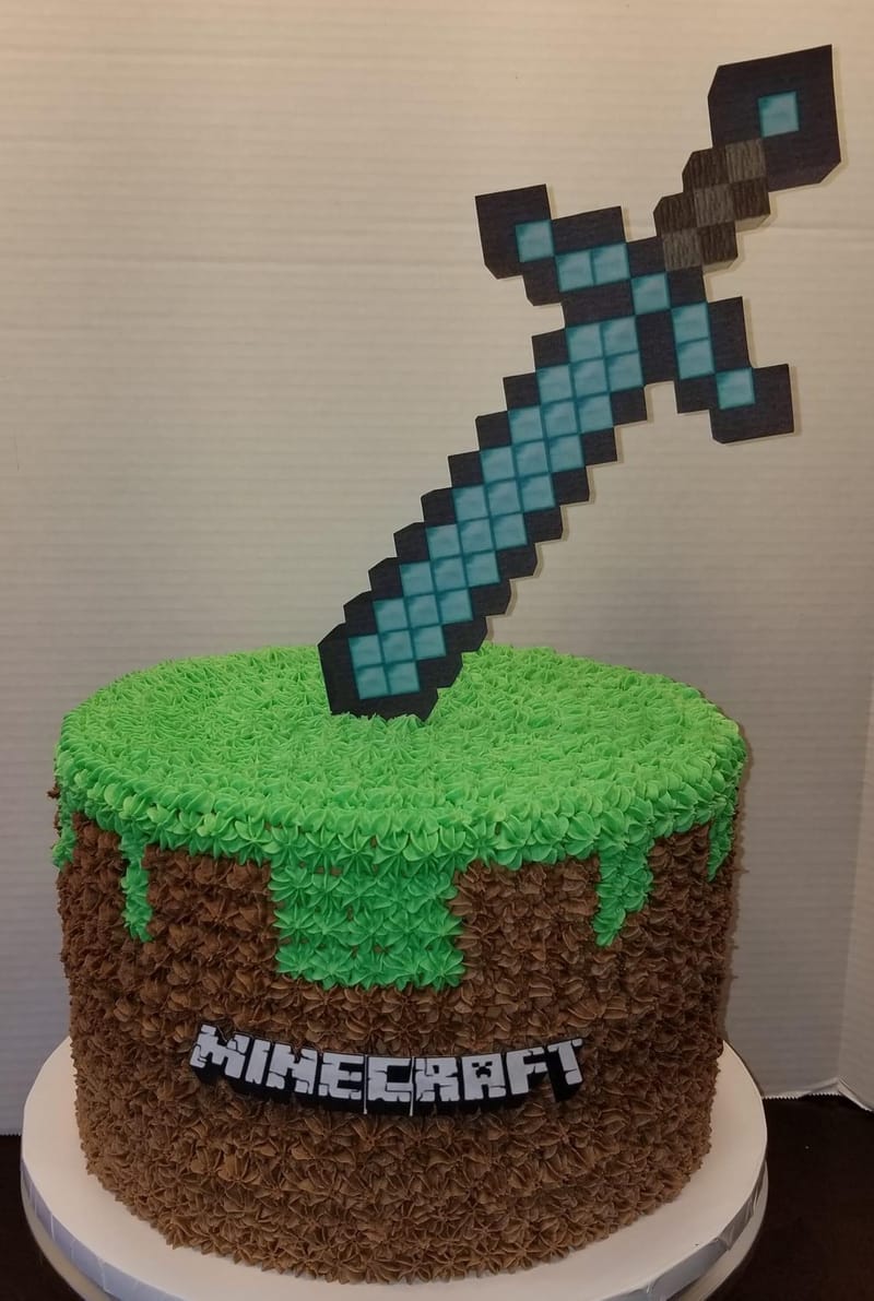 3 Layer Chocolate MineCraft Cake with Buttercream Frosting and Edible ...