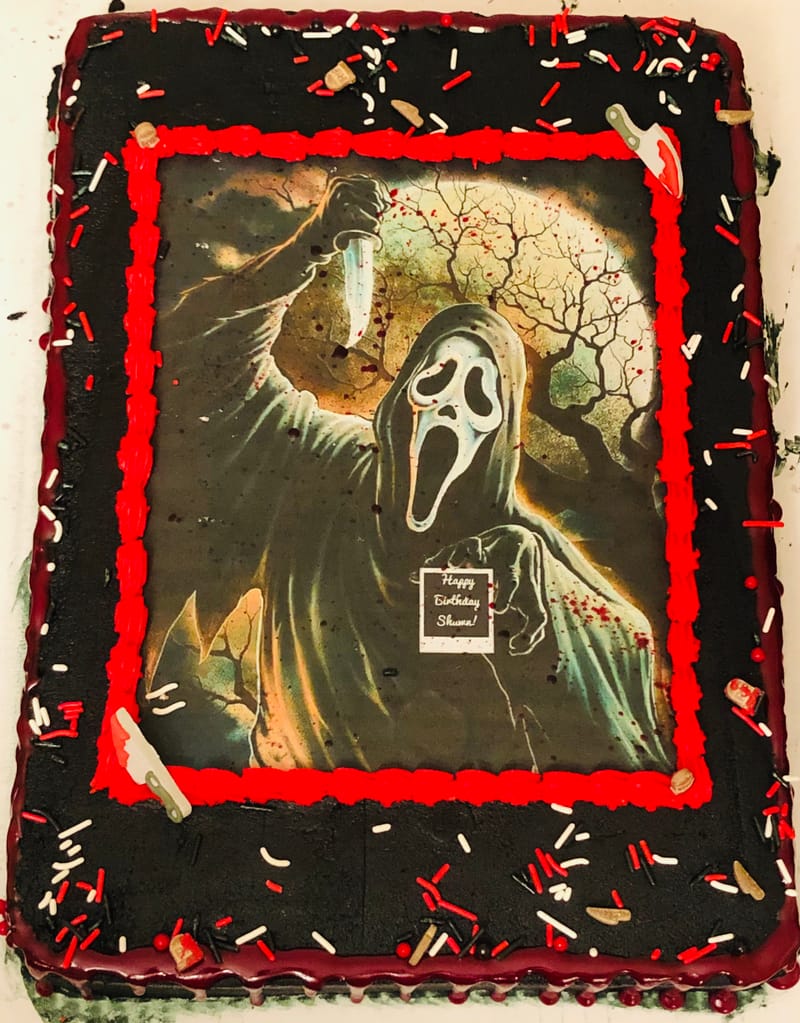 12 Sheet Cake Scream Ghost Face Marble Cake With Buttercream Frosting ...
