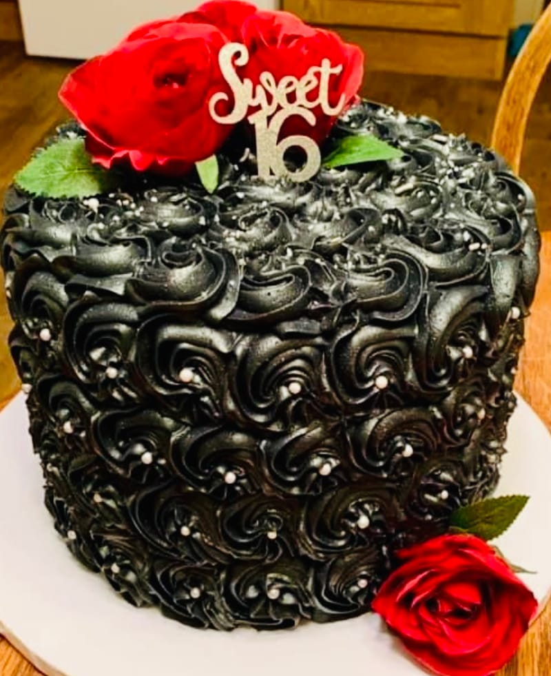 3 Layer Chocolate Sweet 16 Cake with Buttercream Frosting - Cabbit Cakes